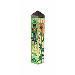 Studio M Birds Will Sing Art Pole Outdoor Decorative Garden Post, Made in USA, 20 Inches Tall