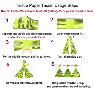 Aonor Shiny Tassel Garland Tissue Paper Tassels Banner Decoration for Birthday Party, Bridal Shower, Table Decor, Metallic Gold+Tan+Ivory, 15 pcs