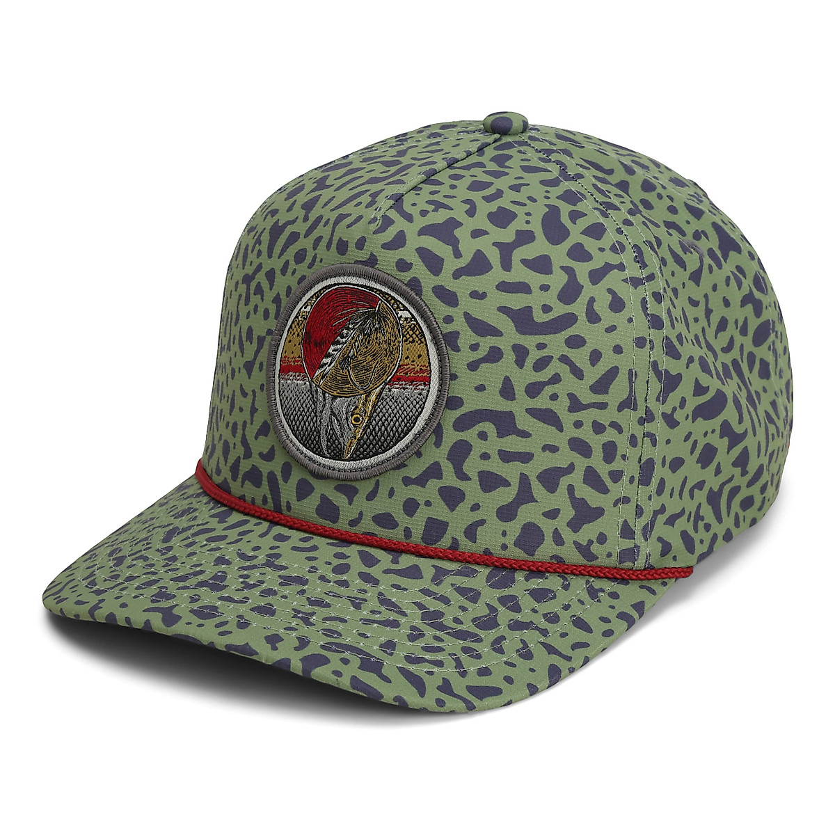 Dead Drift Fly Fishing Patch 5-Panel Vintage Trucker Rope Cap, Fly Fishing Cap (Olive Fish Skin)