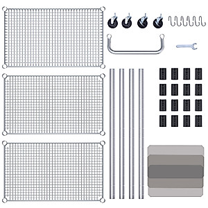 WDT Heavy Duty 3 Tier Rolling Utility Cart, Kitchen Metal Utility Carts with Handle Bar, Utility Shelf Plant Display Shelf Food Cart Storage Trolley with Wheels, Silver