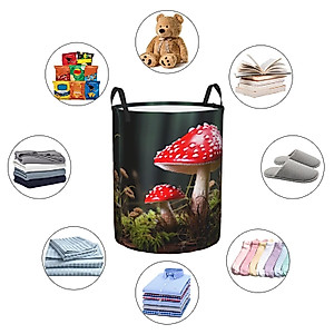 Laundry Basket Collapsible Red And White Mushroom Laundry Hamper Freestanding Clothes Hamper with Handles Washing Bin Foldable Clothes Hamper for Living Room, Bedroom