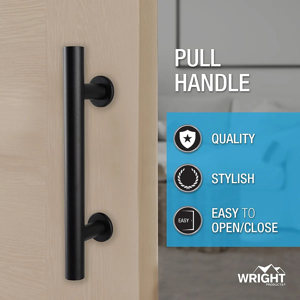 Wright Products 4 Pack Interior Barn Door Pull and Flush Handle Set - Mounting Hardware Included, Matte Black