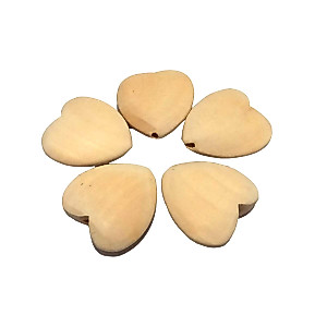 10pcs 30mm Unfinished Wood Hearts Beads with Holes Natural Heart Shape Wooden Bead for Bracelet Handing Materials DIY Beading Accessories (1.18in 10pcs)