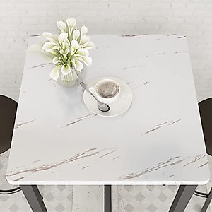 Recaceik 3 Pieces Bar Table Set, Square Pub Table with 2 Bar Stools, Faux Marble Dining Table Set of 2, Kitchen Counter Height Table with 2 Chair, Modern Bar Table Set for Living Room, Restaurant