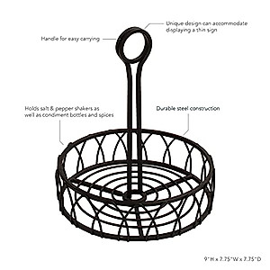 Spectrum Diversified Twist Stand Steel Condiment Caddy for Restaurants & Homes, Coffee Station Office Décor, Rust-Resistant Seasoning & Sauce Holder, Medium, Black