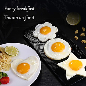 Egg Pancake Rings,8pcs Different Shaper Fried Egg Molds,Stainless Steel Omelette Frying Cooking Tools Kitchen Accessories Gadget Rings,with a Silicone Pastry Brush and a Yolk separator,Set of 10