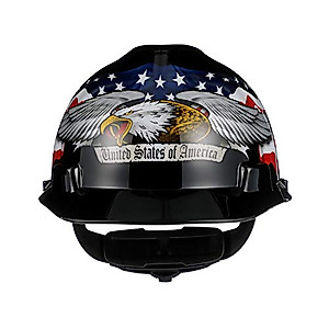 MSA 10079479 V-Gard Slotted Hard Hat, Americaln Eagle,, Capacity, Volume, Polyethylene, Standard, black/Red/White/Blue