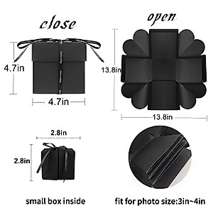 Wanateber Explosion Box DIY Gift - Love Memory, Scrapbook, Photo Box for Birthday Gift, Anniversary,Wedding or Valentine's Day Surprise Box (Black)
