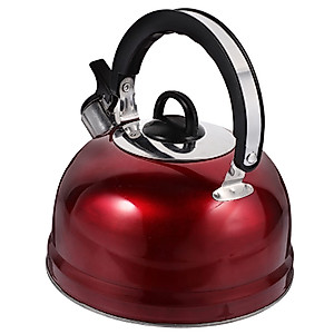 PRETYZOOM Whistling Buzzing Kettle Japanese Tea Kettle Stovetop Teapot Japanese Hemispherical Stove Teapots Espresso Machines Metal Large Teapot Red Classic Stainless Steel Blooming