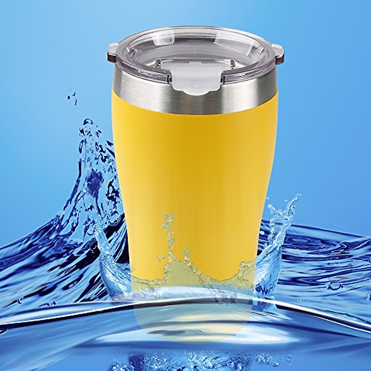 Tahoe Trails 16 oz Stainless Steel Tumbler Vacuum Insulated Double Wall Travel Cup With Lid, Cyber Yellow 66-124-1002