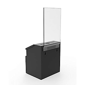 Metal donation suggestion sign holder offering charity fundraising box tithing prayer feedback church collection cash BLACK key lock business card drop ballot hotel inter office mail letter rent check