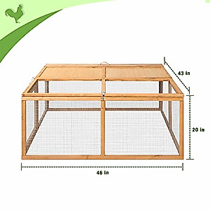 Magshion Wooden Chicken Coop Rabbit Hutch, Pet Cage Wood Small Animal Poultry Cage Run with Openable Roof and Side Door, Backyard Foldable Pet House Chicken Nesting Box 45.7 Inch (Natural)