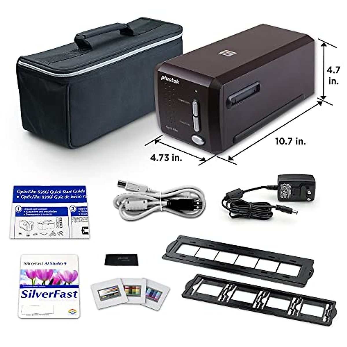 Plustek OpticFilm 8300i Ai Film Scanner - Converts 35mm Film & Slide into Digital, Bundle SilverFast Ai Studio 9 + QuickScan Plus, Include Advanced IT8 Calibration Target (3 Slide)