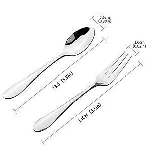 12pcs Stainless Steel Tea Dinner Server Spoon and Cake Fruit Forks Kitchen Accessory Wedding Party for Dessert, Salad, Appetizer, Cocktail(6 Forks + 6 Spoons)