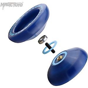 MAGICYOYO Responsive Yoyo K1 Tug Return Yoyo, Hubstacks Yoyo for Kids Beginners Dual Purpose Yoyo with Unresponsive Bearing, Sturdy Storage Bag + 12 Yoyo Strings +Yo-Yo Glove +2 Yoyo Hubstacks (Blue)