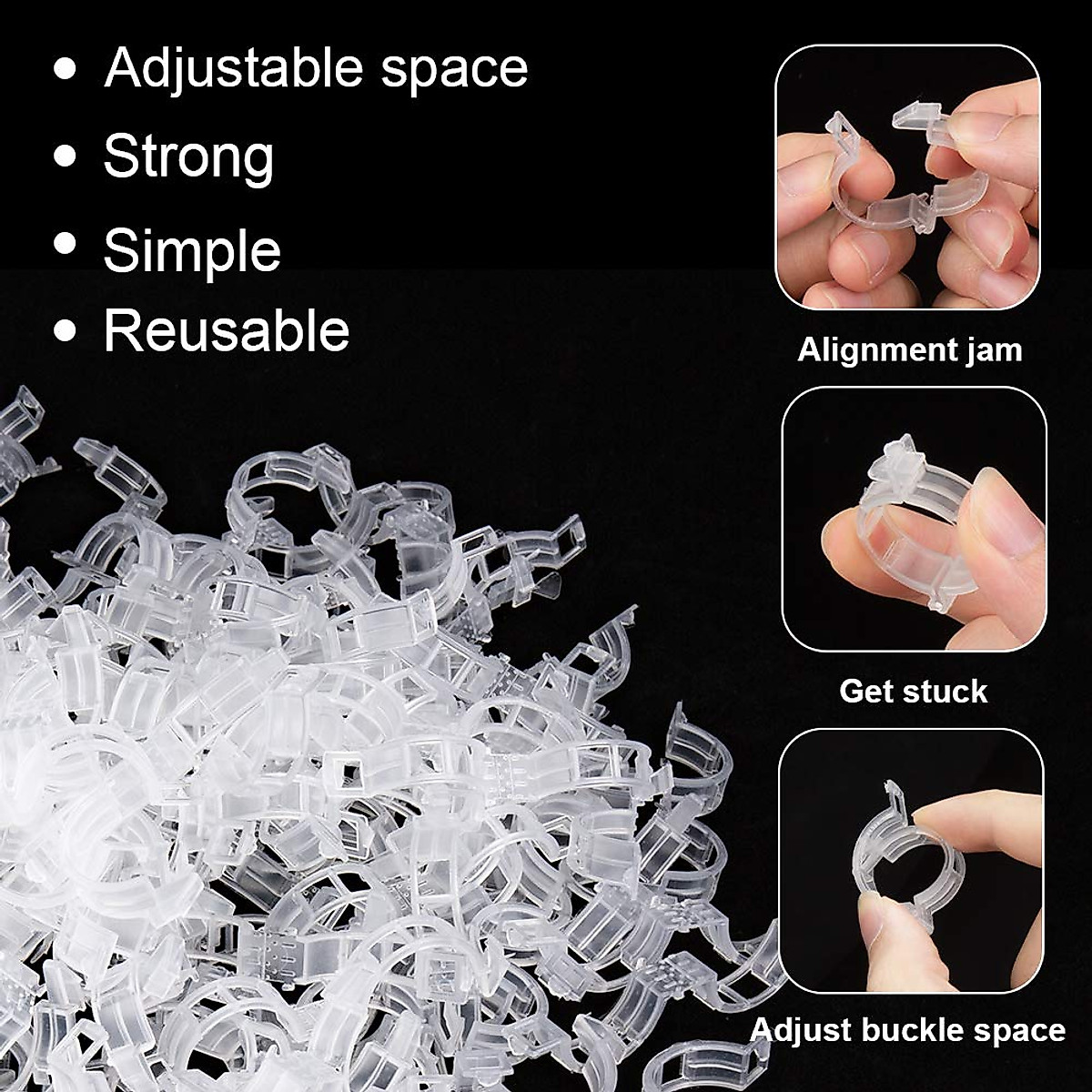 200PCS Plant Support Garden Clips, Vegetable Tomato Supports Trellis Clip Tape for Climbing Crop Vine Twine String Cage Ties Stakes, Grow Strawberry Rose Grape Cucumber Orchid Pea Pothos Melon Tree