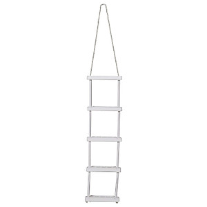 Attwood 11865-4 Rope Ladder, 5-Step, 11 ¾-Inch-Wide Blow-Molded Steps, Textured Step Surfaces, Nylon Rope