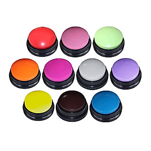 FRQNTKPA 10 Color Voice Recording Button, Dog Buttons for Communication Pet Training Buzzer, 30 Second Record & Playback, Funny Gift for Study Office Home wtih Whire and Coffee