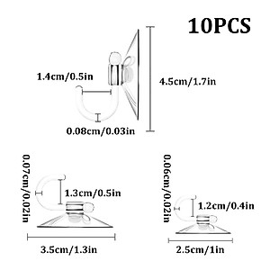 LuckyOpt Suction Cup Hooks, 10Pcs Removable Window Suction Cups with Hooks Including 3 Sizes for Glass, PVC Suction Cups with Hooks for Shower, Bathroom and Kitchen (Round)