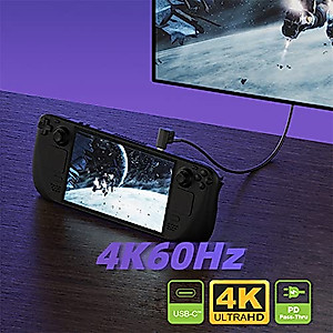 NFHK 10Gbps USB3.0 Type C Male to Dual Female Power Data Splitter Adapter Up Angled Compatible with Steam Deck Laptop