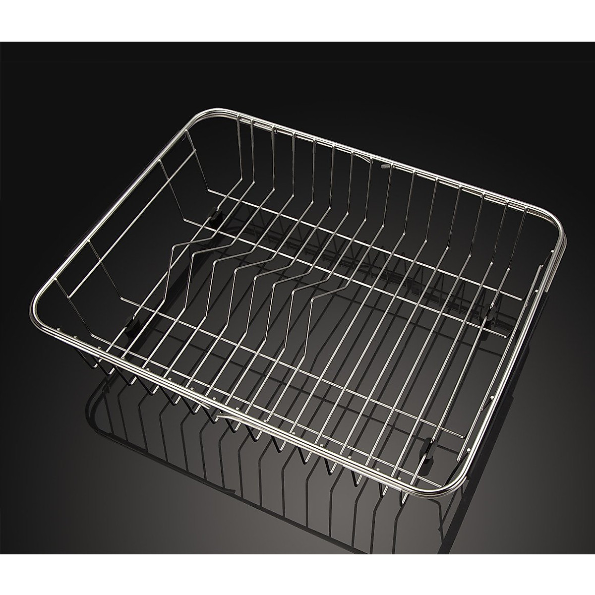 SANNO Dish Drying Rack with Stainless Steel Utensil Holder Large Dish Rack Drainer Drain Expandable Dish Rack Shelf Dish Rack in Sink or Over Sink or On Counter Rustproof Stainless Steel