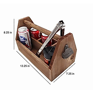 H&F BBQ/Beer Paulownia Wood Wooden Caddy with Bottle Opener, And Handle