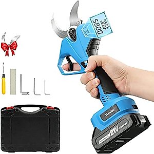 40mm Electric Pruning Shears, Seesii Cordless Tree Pruner Heavy Duty w/ 2.0Ah Rechargeable Battery & Replacement Blade,Power Display,6-8 Working Hours,Power Pruner for Branch Flowering Brushes