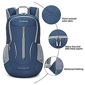 ZOMAKE Ultra Lightweight Packable Backpack 25L - Foldable Hiking Backpacks Water Resistant Small Folding Daypack for Travel(Navy Blue)