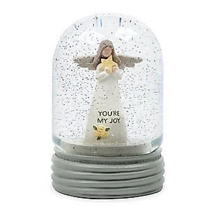 Blossom Bucket Graceful Sentiments - Dome Shaped Snowglobe - You're My Joy, 5-inch Height, 3.25-inch Diameter, White, Glass, Tabletop, Home Decor