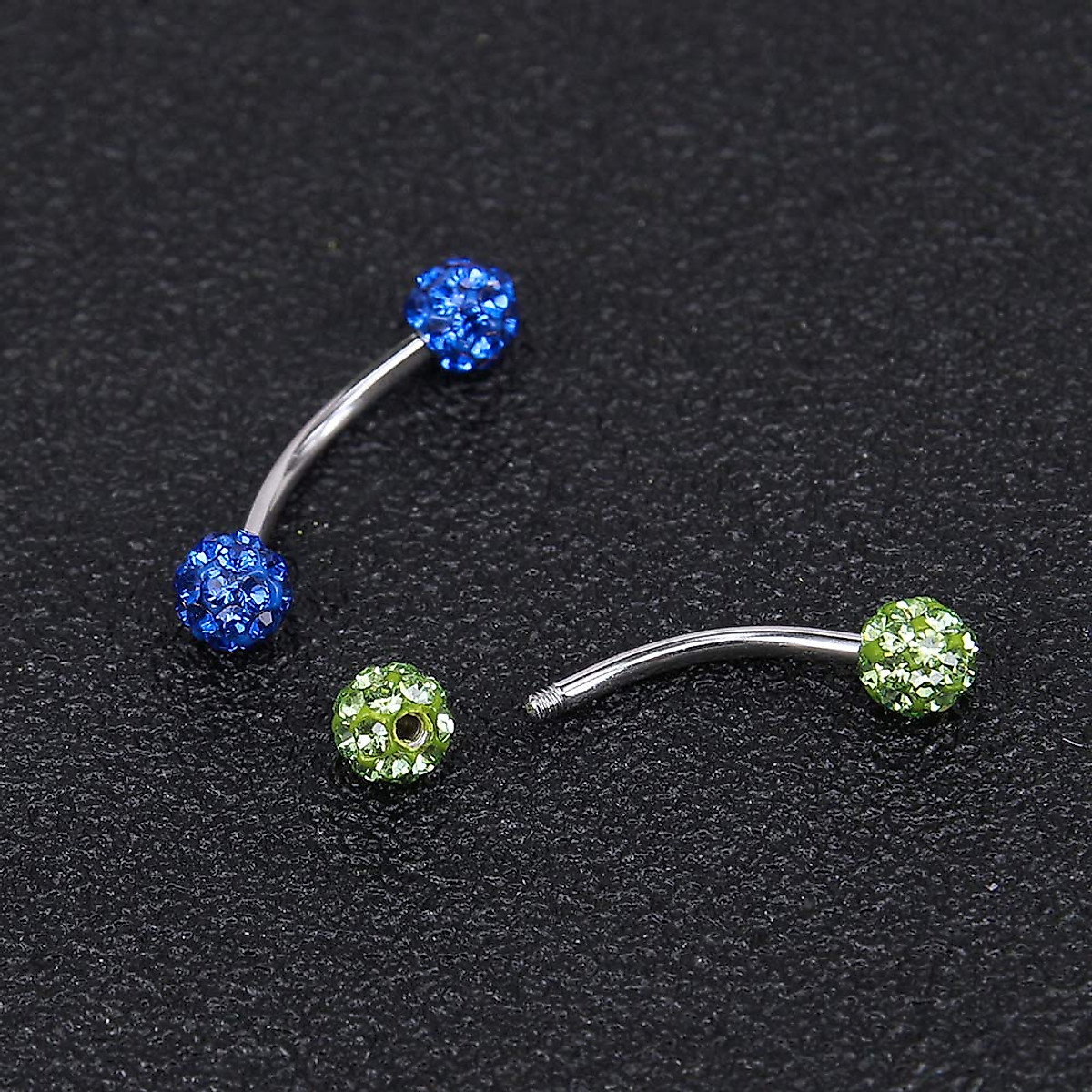 ZS 16 Gauge Eyebrow Rings Curved Barbell 4mm Tiny Crystal Ball Belly Button Rings Nipple Rings Tongue Piercings