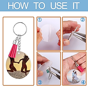 120 pcs Acrylic Keychain Blank with Key Rings: Tassels Key Chain for Craft,Bulk Keychain Rings,Acrylic Keychain Blanks Rings,Key Chain Kit