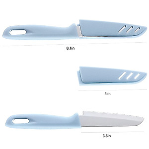 6 Pack Stainless Steel Paring Knife With Knife Cover, Vegetable and Fruit Knife, 4 Inch Peeling Knife