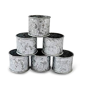 Kaizen Casa Galvanized Design Rustic Style Metal Napkin Ring for Dinning Table Parties Everyday, Set of 6