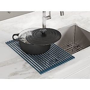 Kraus KRM-10NB Kore Multipurpose Over-Sink Roll-Up Dish Drying Rack, 21 Inch-Regular, (Cyan Blue), 20.5 L x 12.3 W