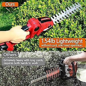 Cordless Grass Shear & Hedge Trimmer Handheld Shrub Grass Trimmer Grass Cutter Electric Hedge Shear with Battery and Charger