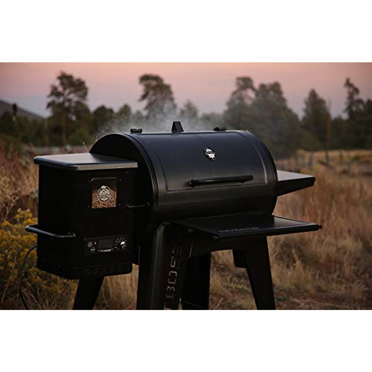 PIT BOSS PB850G Wood Pellet w/Fitted Grill Cover and Folding Front Shelf Included, 850 sq. inch, Black