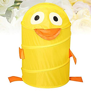Cabilock Folding Laundry Bucket Cartoon Duck Kids Toy Container Laundry Hamper Bucket Sundries Storage Organizer Washing Basket for Home Bedrooms (Yellow)