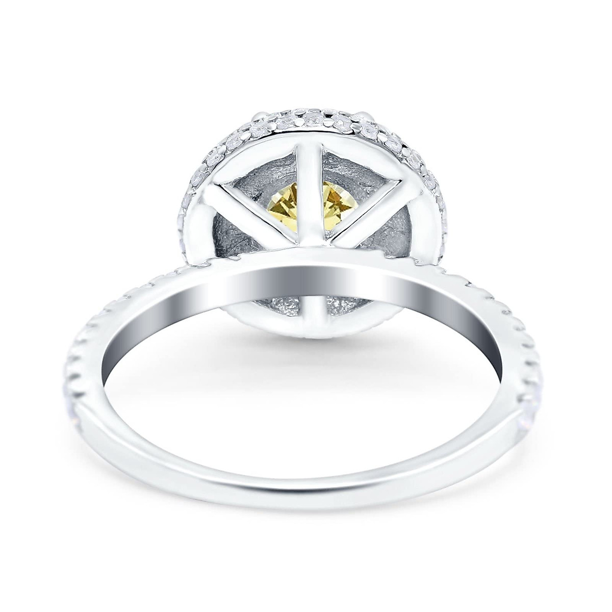 Blue Apple Co. Simulated Yellow CZ Size-8 Halo Art Deco Wedding Engagement Bridal Ring Round CZ 925 Sterling Silver