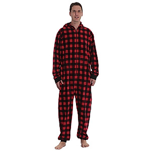 #followme Family Pajamas Buffalo Plaid Microfleece Mens Adult Onesie 6754-10195-XL