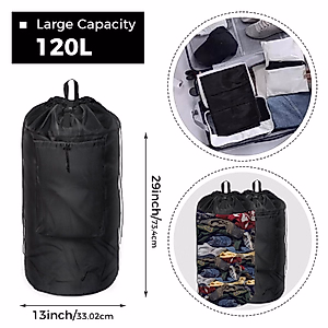 120L Extra Large Heavy Duty Laundry Backpack Bag, Washable Travel Laundry Bags with Shoulder Straps, College Students Laundromat Dorm Room Essentials, Dirty Clothes Hamper Bag for Camping