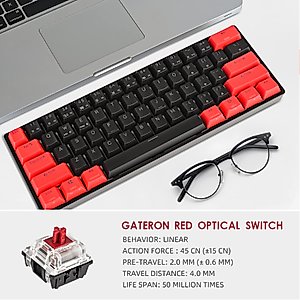 Ussixchare GK61 60% Mechanical Keyboard Hot Swappable RGB Led Gaming Keyboard Linear Red Switch for PC/Win/PS4/Xbox（Gateron Optical Red ）