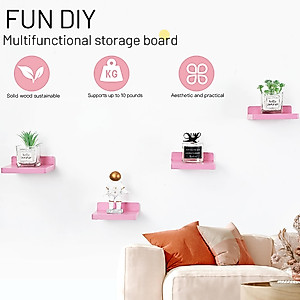 NIUBEST Small Floating Shelf,5 Inch Mini Shelves,Set of 3 Small Wall Shelf for Bedroom Living Room Bathroom Kitchen Office,Pink Room Decor