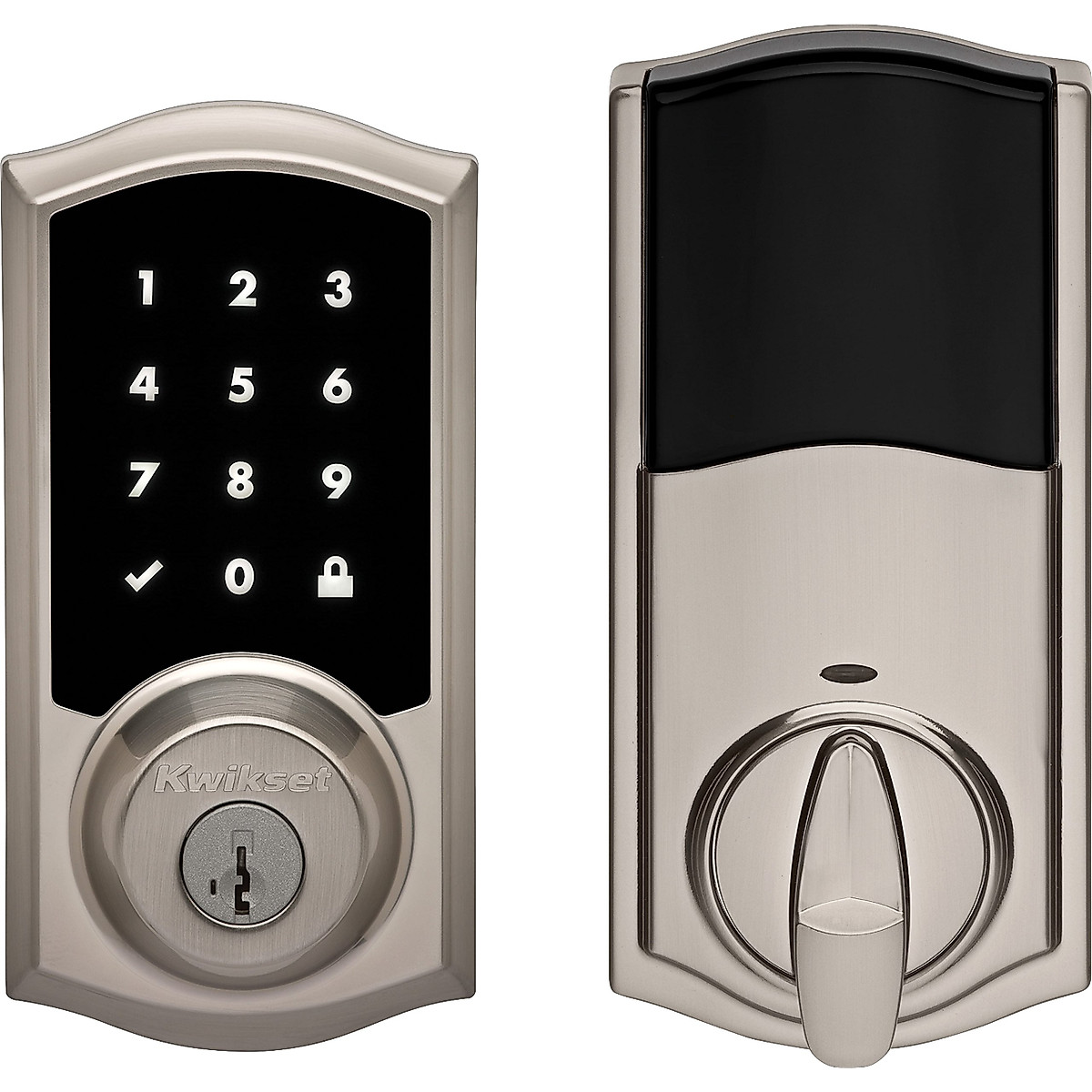 Kwikset Premis Touchscreen Smart Lock Electronic Deadbolt, Works with Apple HomeKit via Apple HomePod or Apple TV, in Satin Nickel