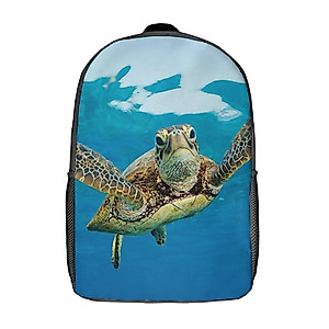 Sea Turtle Travel Backpack Casual 17 Inch Large Daypack Shoulder Bag with Adjustable Shoulder Straps