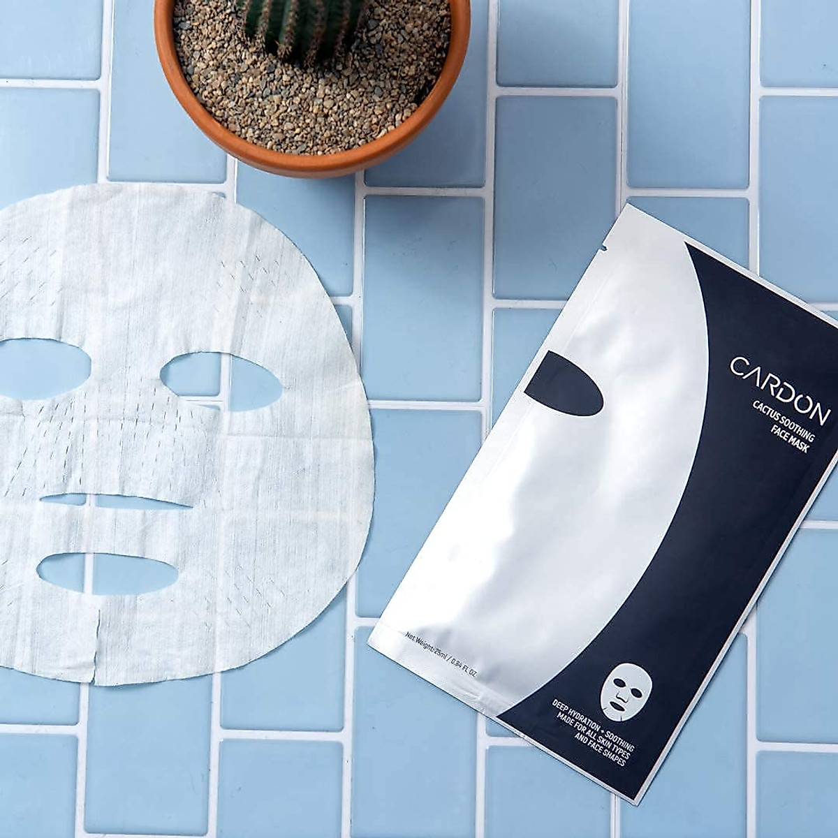 Cardon Signature Soothing Sheet Masks (4-Pack Each) | Korean Sheet Mask for Men and Women | Made with Cactus Extract | Couples Spa Night-In | Full Face Mask and Half Mask for Men