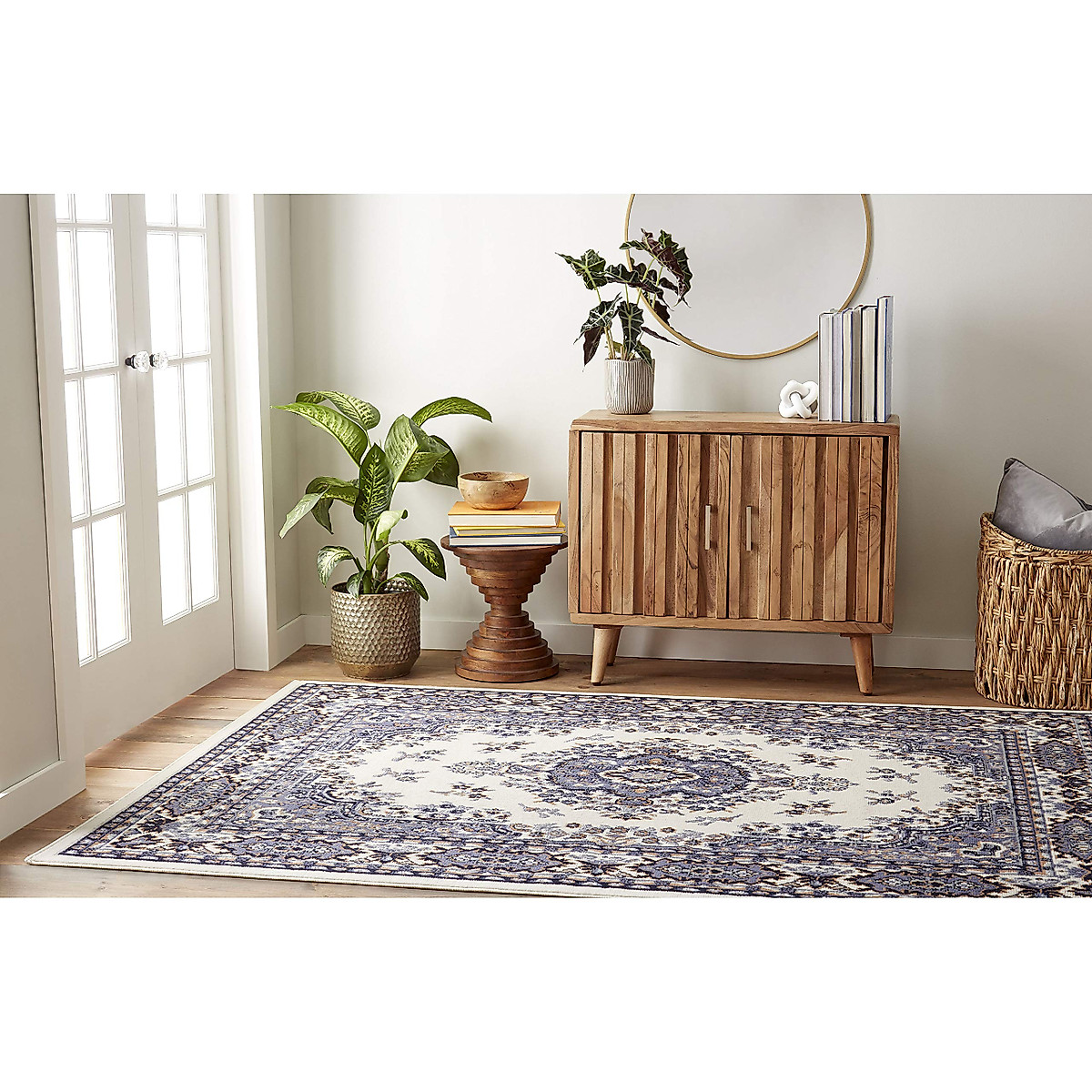 Home Dynamix Premium Sakarya Traditional Medallion Border Area Rug, Porcelain, 5'2"x7'4" Rectangle