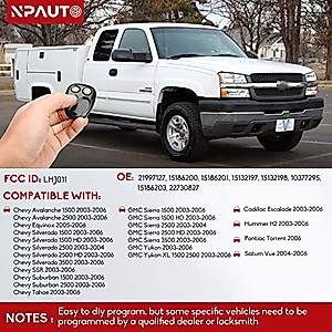 NPAUTO Key Fob Fits for Chevy Silverado Avalanche Suburban Tahoe SSR Equinox 2003 04 05 2006 GMC Sierra Yukon XL/ Saturn Vue/ Hummer H2/ Cadillac Escalade/ Pontiac Keyless Entry Remote, LHJ011, 2Pcs