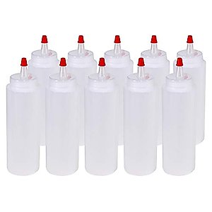 Belinlen 10 Pack 8-Ounce Plastic Squeeze Bottles with Red Tip Caps for Food, Crafts, Art, Multi Purpose