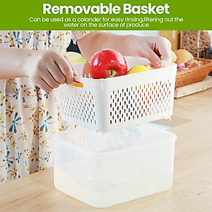 8 Pack Fridge Organizers Fruit Storage Containers for Fridge Produce Saver Containers Bins with Lid & Removable Drain Colanders Refrigerator Storage Organizer for Salad, Vegetable, Berry, Lettuce