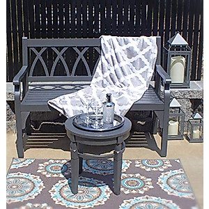 Pebble Lane Living All Weather Outdoor Exclusive Elegant Hardwood 2 Seater Bench, 48" L x 24" W x 35.5" H, Black
